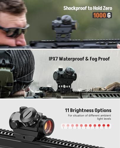 2MOA Red Dot Sight 1x25mm Reflex Sight Waterproof & Shockproof & Fog ...