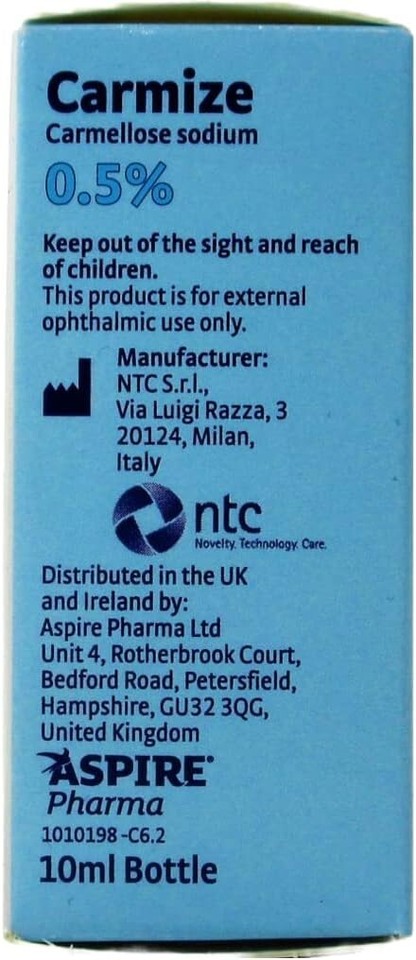 Carmize Carmellose - Dry Eye Drops - Lubricant Ocular Dryness - 10ml ...