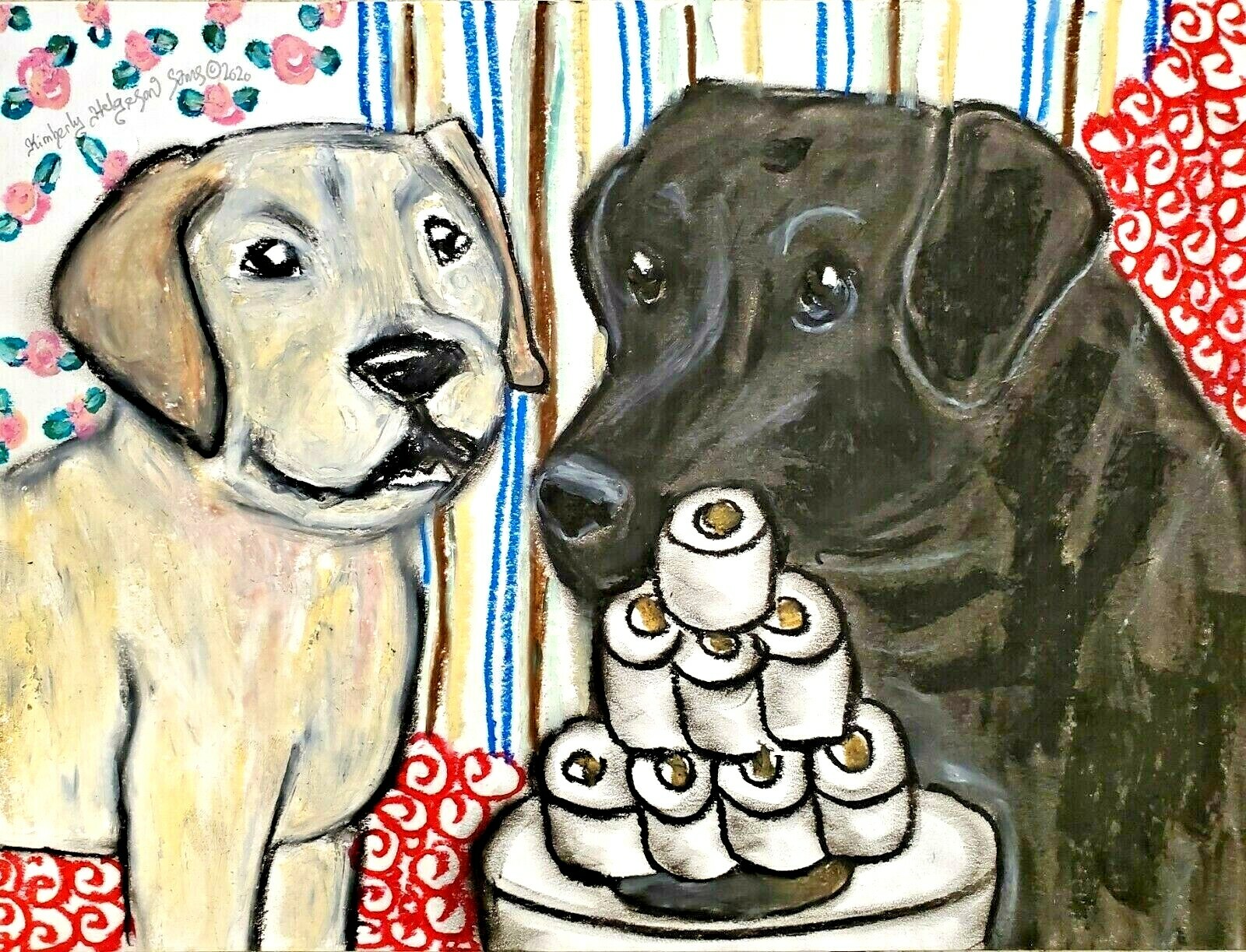 Lab Hoarding Toilet Paper 8x10 Art Print Labrador Retriever Collectible ...