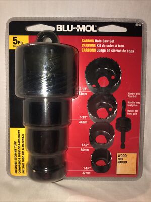 Blu-Mol 5 PC Carbon Steel Hole Saw Kit - Model 6560. | eBay