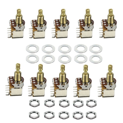 10PCS Copper A500K Long Shaft Guitar Potentiometer Pot Audio Taper Tone ...