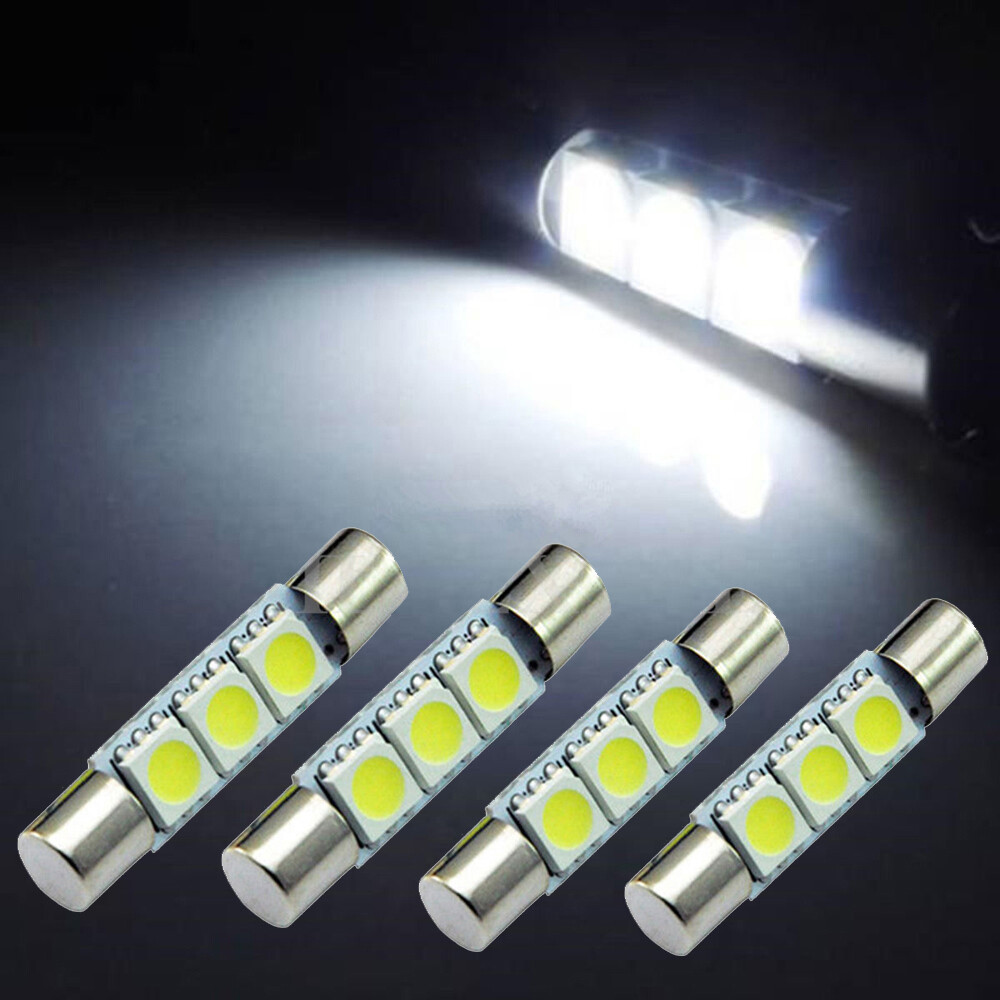 4x 5050 3 SMD 31mm 6641 Fuse LED Bulbs Vanity Mirror Lights Sun Visor ...