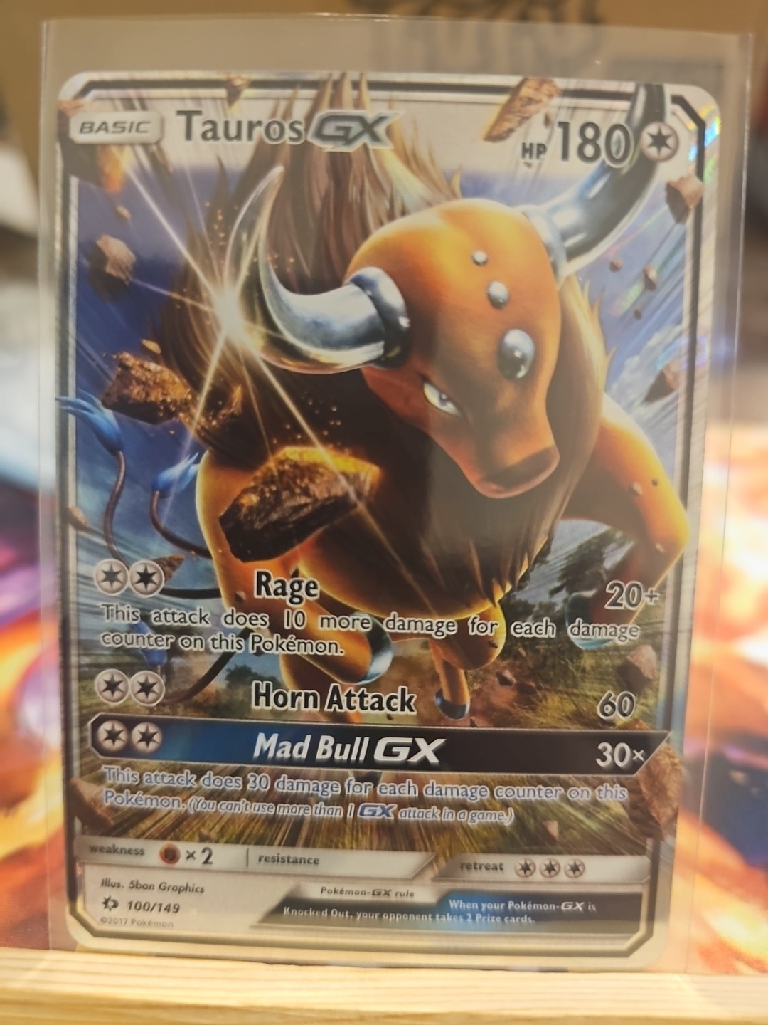 Pokémon TCG Tauros GX Holo Ultra Rare Card Sun & Moon Base Set 100/149 ...