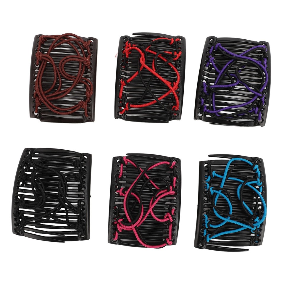 6 Pack Elastic Magic Hair Comb Vintage Stretchy Double Comb Hair Forks ...