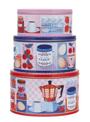 Retro Style Nesting Cake Storage Tin Set - Printer Johnson - Elite Tins ...