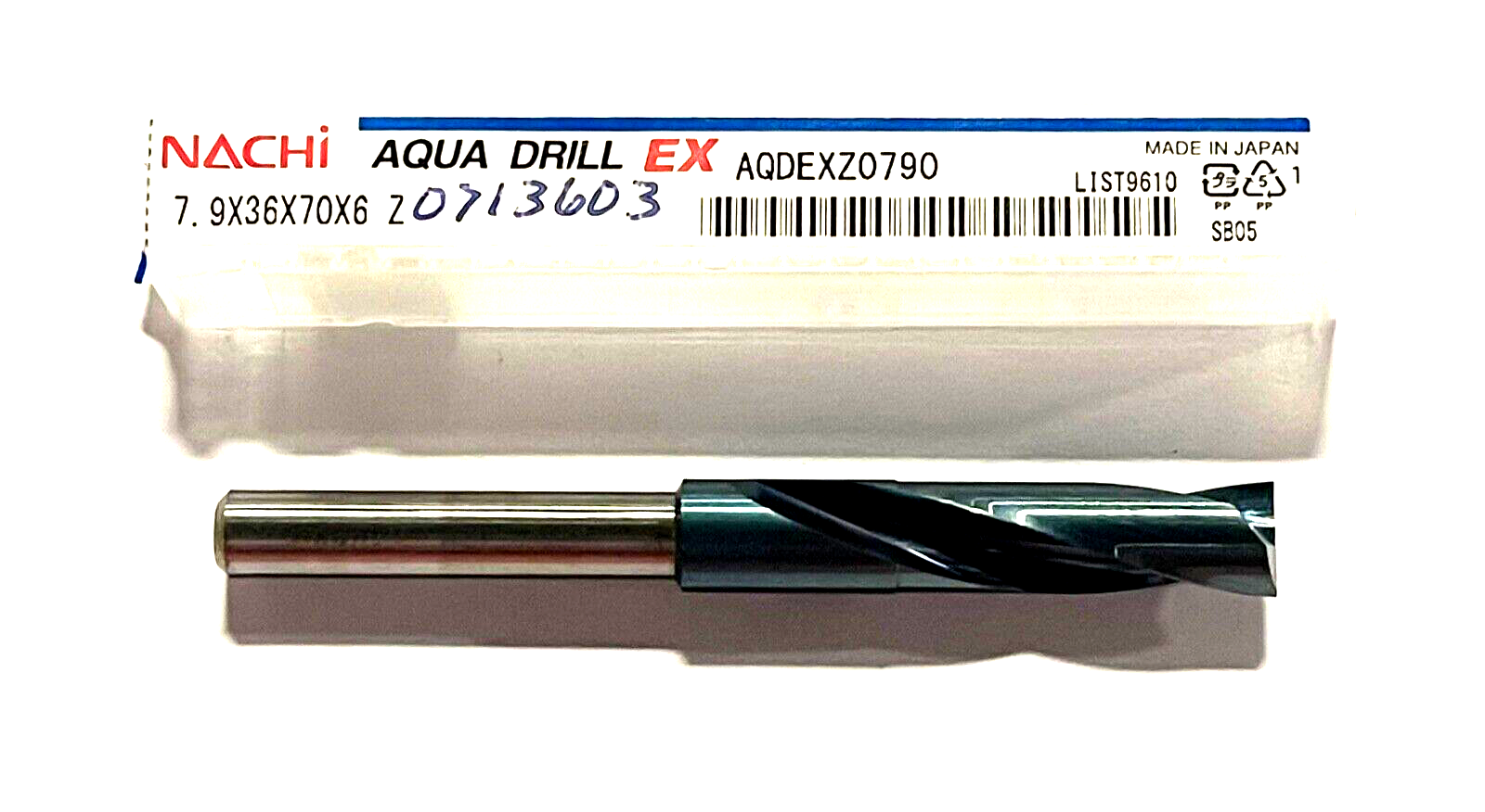 NACHI 7.9mm Solid Carbide Drill 2xD Aqua EX Coating 180Â° 2 Flute Made ...
