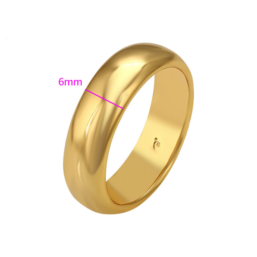 24ct 24K Yellow Gold plated Men Girl Plain Wedding wide Band Ring All ...
