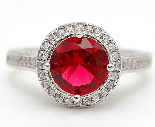 4CT Treated Ruby & White Topaz 925 Sterling Silver Ring Jewelry Sz 9 &5 ...