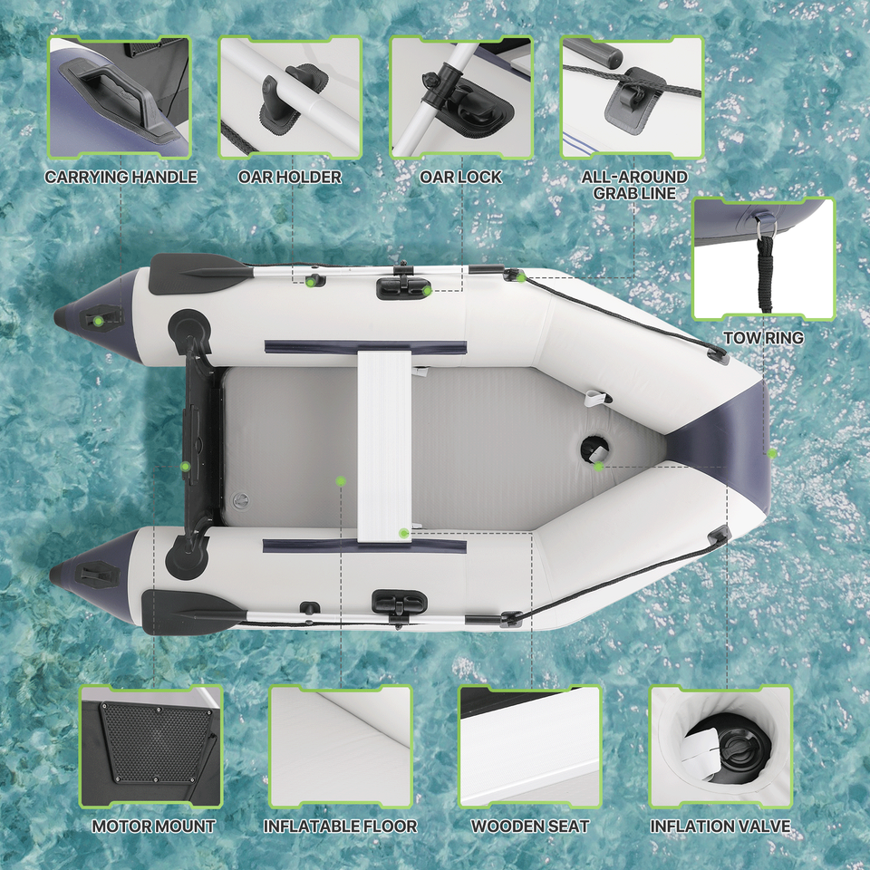 9ft Inflatable Boat Fishing Dive Pontoon Rafting Sport Dinghy Boat ...