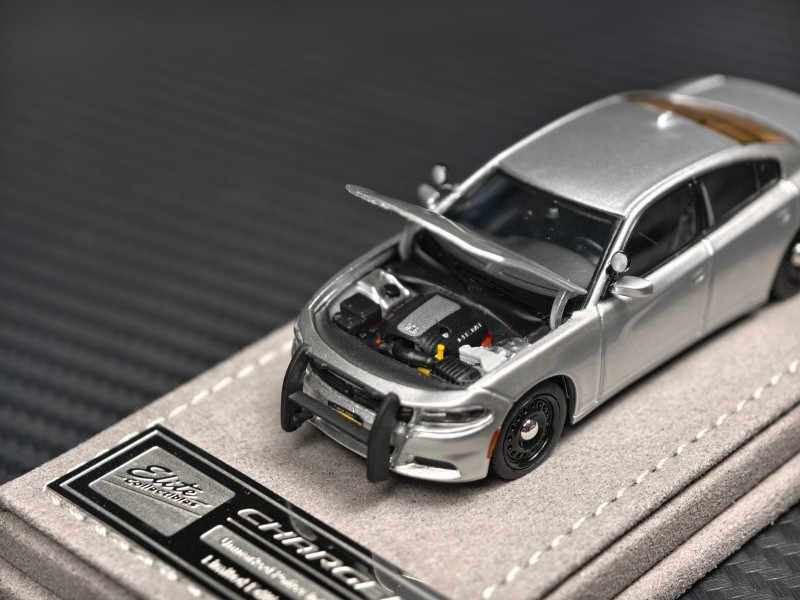 Opening Hood 1:64 Charger Police Interceptor - Silver Diecast Alloy Car ...