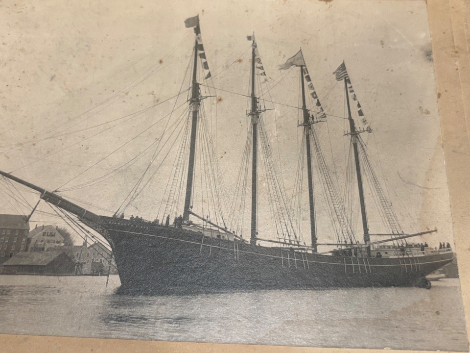 c.1880s Bath ME Schooner Stanley Miner Ship portrait photograph ...