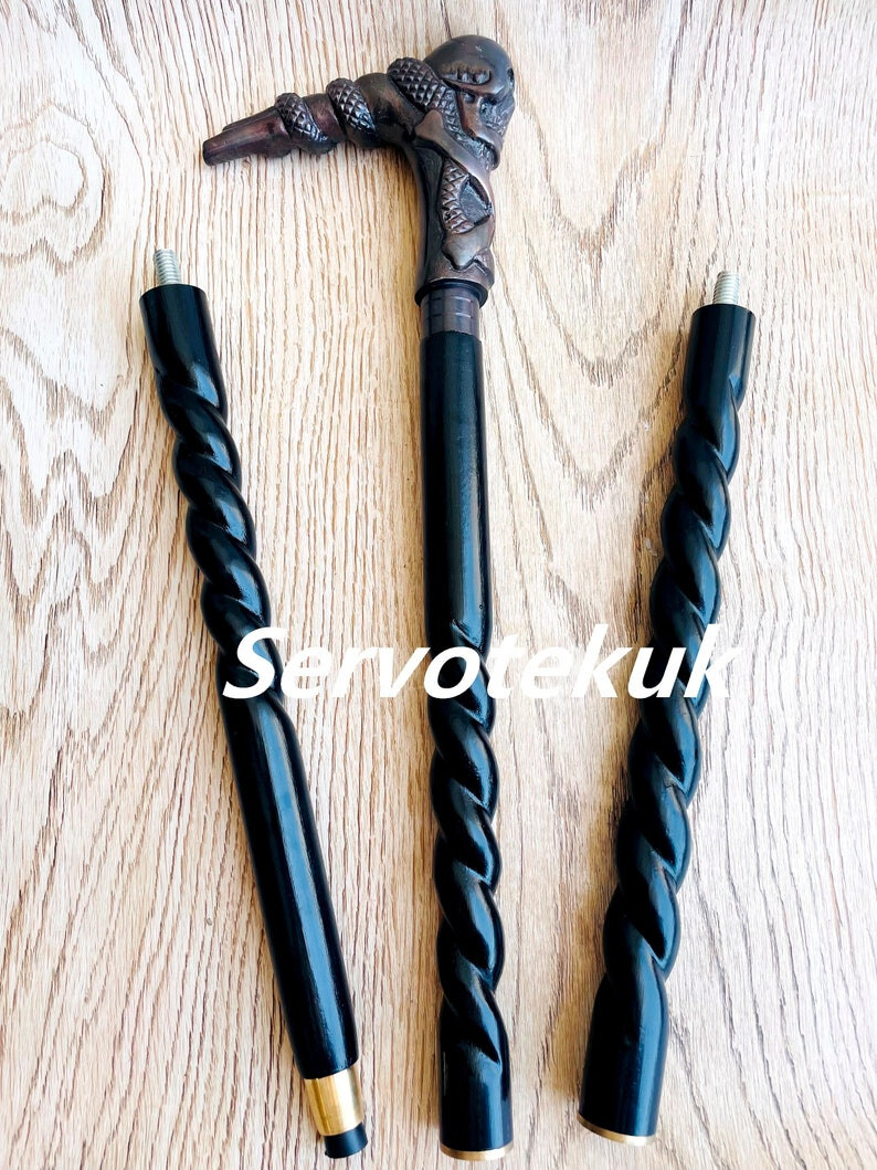 Victorian Antique Brass Skull Head Walking Stick-An E… - Gem