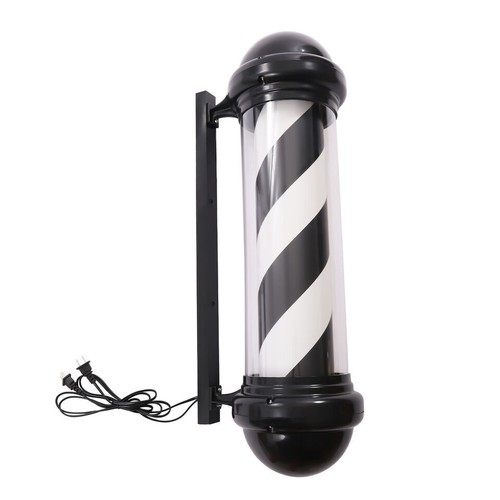 Barber Pole LED Light Black/White Stripes Rotating Hair Salon Shop Sign ...