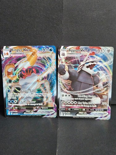Pokemon 2022 Brilliant Stars X2 Cards AGGRON VMAX 097 & KINGLER VMAX ...