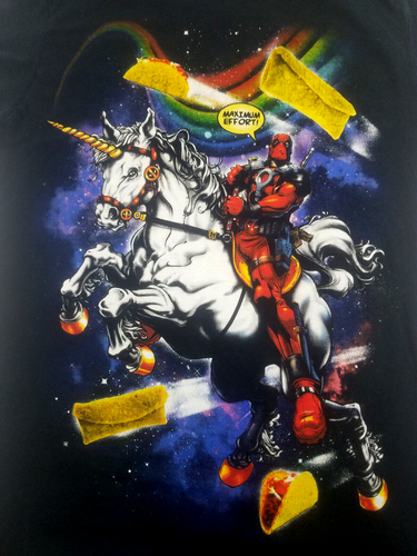 Marvel Deadpool Maximum Effort T-Shirt Size SM Unicorn Chimichanga Taco Rainbow | eBay
