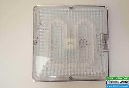 28W 2D EMERGENCY BULKHEAD SQUARE MAINTAINED PRISMATIC DIFFUSER WHITE ...