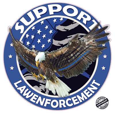 Support Thin Blue Line Law Enforcement American Flag Eagle Decal | eBay