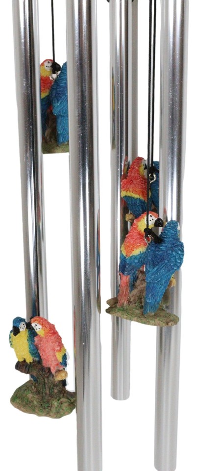Red and Blue Scarlet Macaw Parrots Couple Resonant Relaxing Wind Chime ...