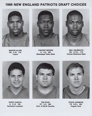 1988 Football Photo New England Patriots Draft Choices Player Headshots ...