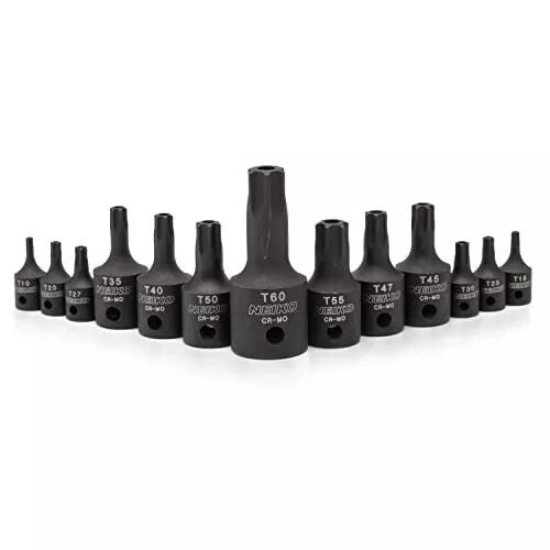 NEIKO 10282B 13 Piece Security Torx Socket Bit Set 6 Point Heavy Duty ...