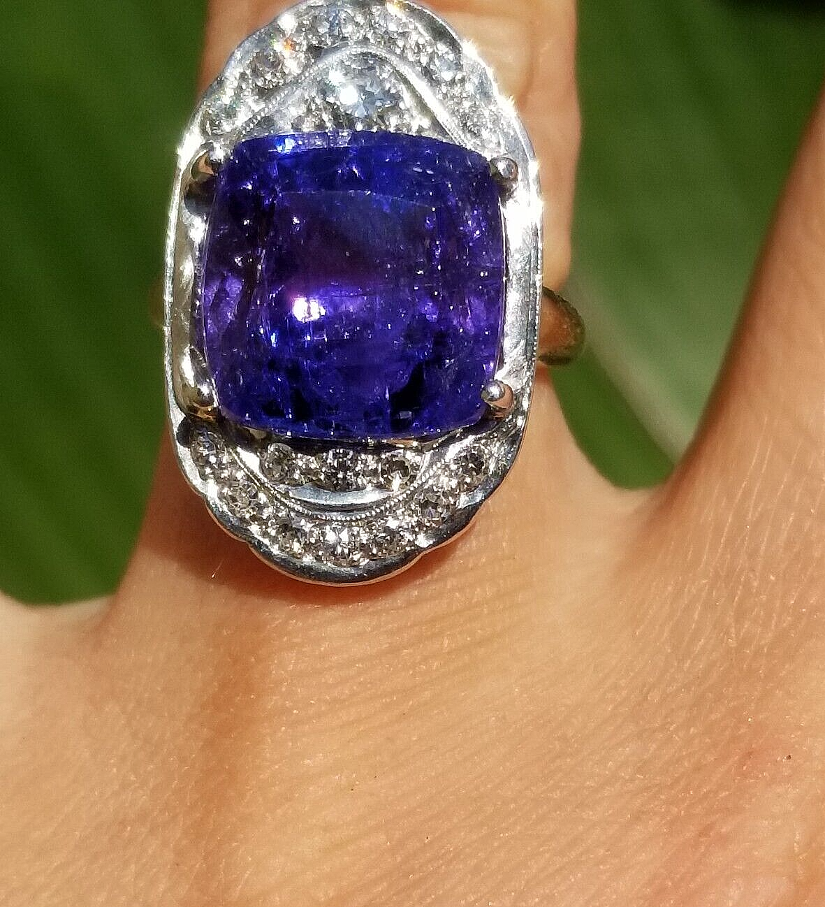 7TCW Beautiful Vintage Tanzanite Cushion VS Diamond 14k gold ring | eBay