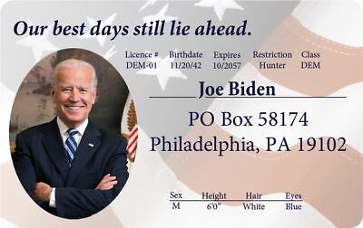 Joe Biden Presidential Novelty ID Card Drivers President DC Harris 2020 ...