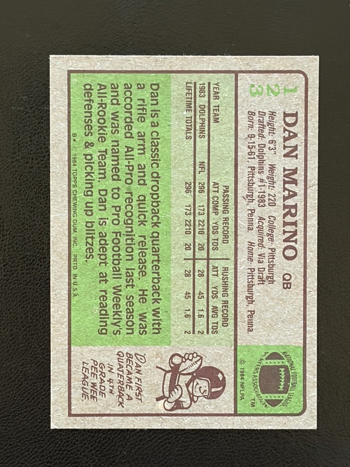1984 TOPPS #123 DAN MARINO ROOKIE RC | eBay UK