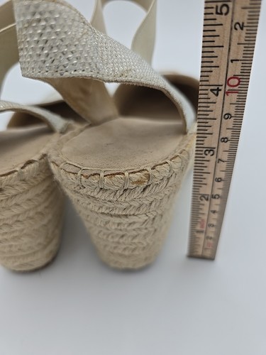 Anne Klein Iflex Heels Womens 9M Akashlie Metallic Wedge Espadrille Silver Gold | eBay