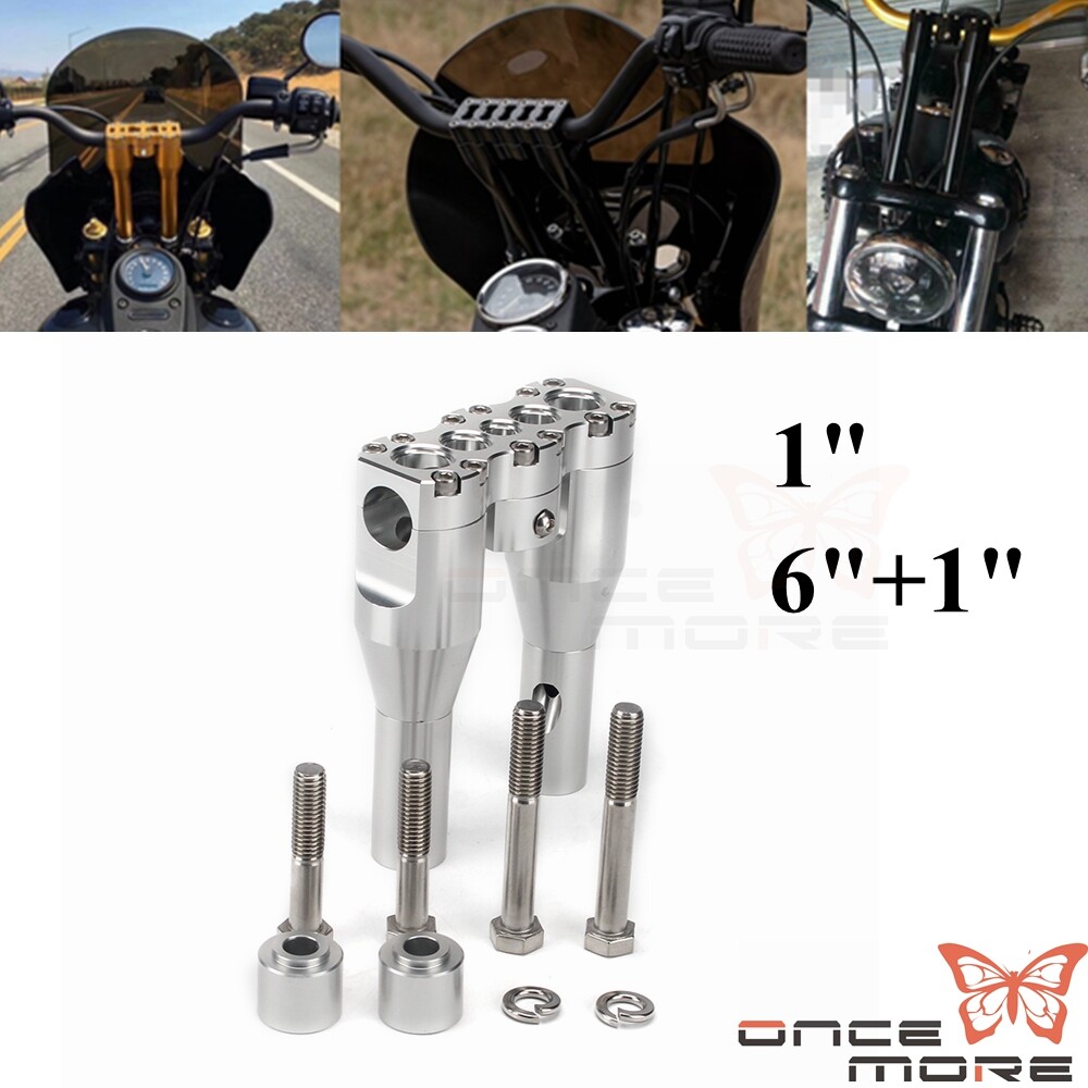 1" Handlebar 6" or 7" Upright Riser For Harley Dyna Softail Street Bob ...