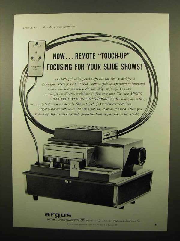 1960 Argus 500 Projector Ad - Touch-Up Focusing | eBay