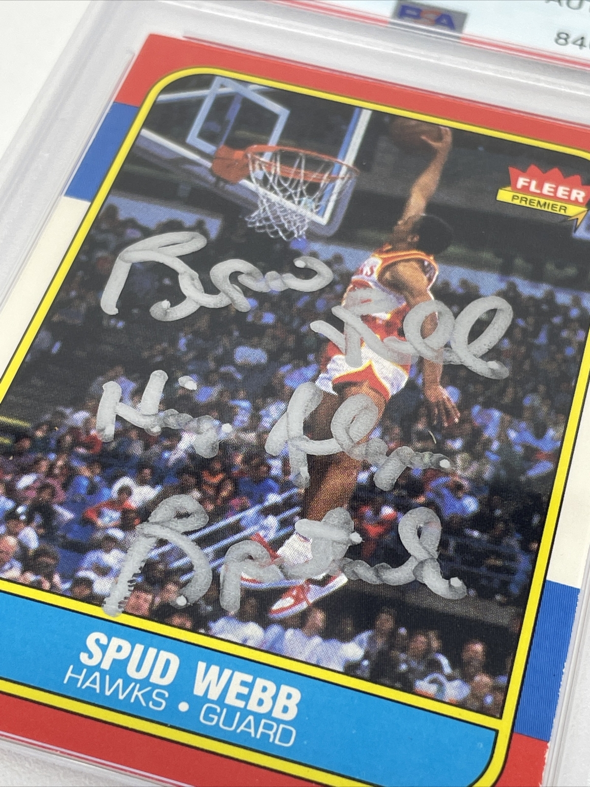 1986 Fleer Spud Webb PSA Signed & inscribed High Flying Sputnik Auto ...