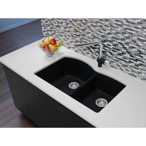 BLANCO 440179 Diamond Silgranit 60/40 Double Bowl Undermount Kitchen ...