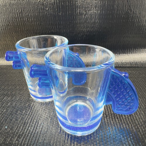 Barware Glasses Cups Blue Gun Shaped Handle Shot Glasses Set 2 Clear ...
