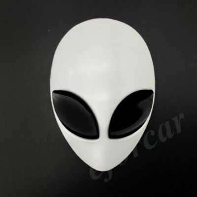 Big White Metal Alienware Alien Head UFO Car Trunk Emblem Badge Decal ...