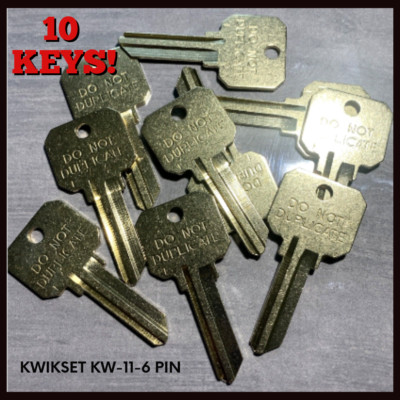 10 PACK-Uncut NEW KWIKSET DND-KW11-6 PIN Brass "Do Not Duplicate" Key ...