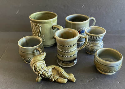 7 Pcs Irish Pottery Assorted Porcelain Mugs Cups Figurine Green ...