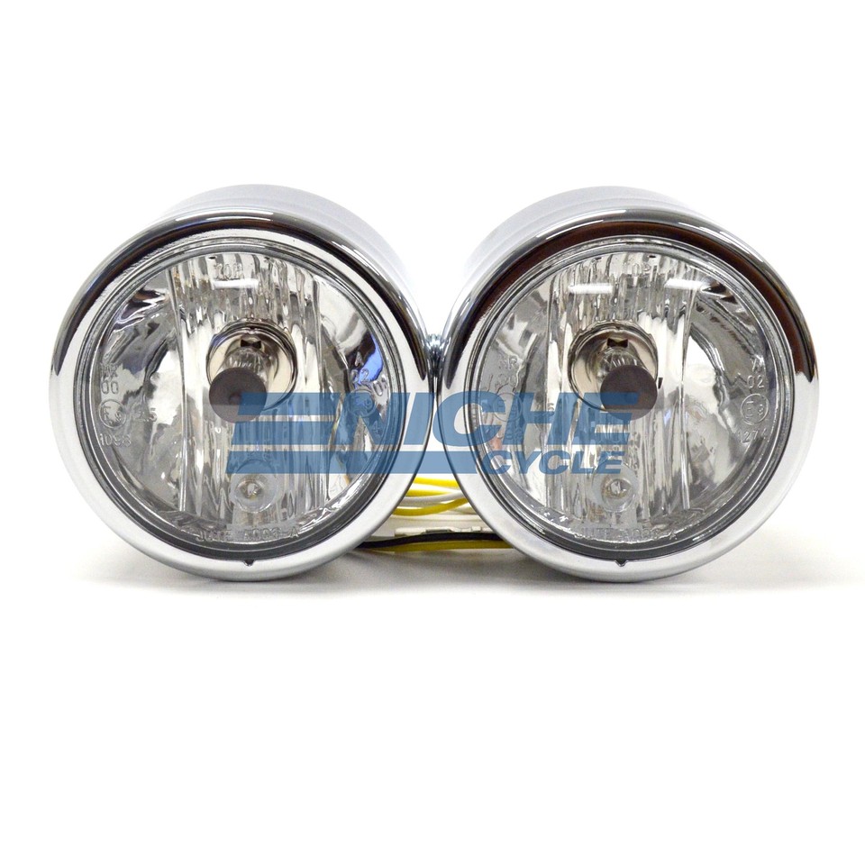 Dual Beam 3.5" Chrome Side Mount Custom Motorcycle Bullet Headlight | eBay