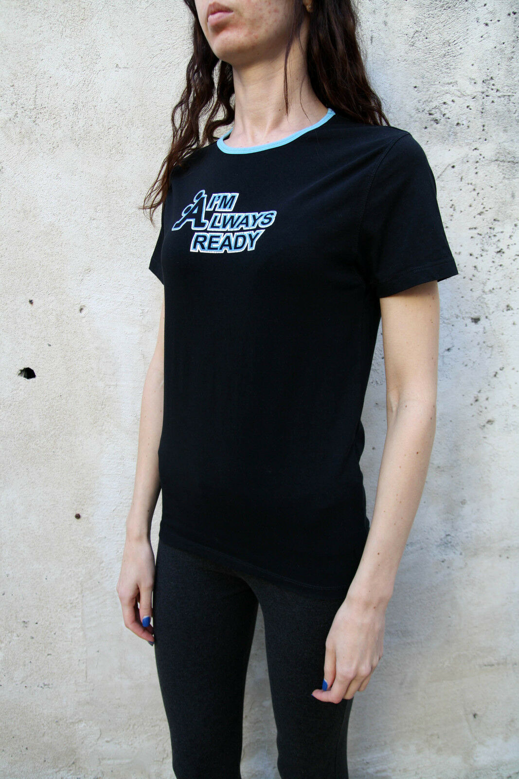 A Style I Am Always Ready Humour Sex Tee Black Casuals T Shirt Stretch M Ebay