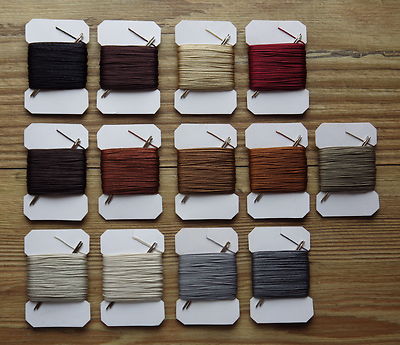 20m VERY STRONG LEATHER SEWING THREAD 0,75mm THICK PLUS 2 BLUNT NEEDLES ...