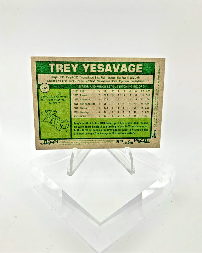 2026 Topps Heritage Trey Yesavage Purple Parallel SP Rookie Card #245 ...