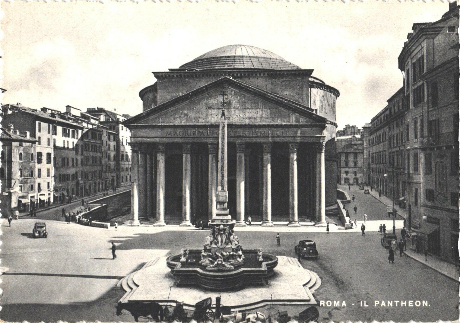 Vintage Cars And People At The Streets of The Pantheon, Rome, Italy ...