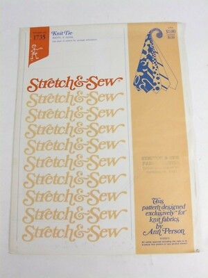 Vtg STRETCH & SEW Pattern 1735 KNIT NECKTIE 5" wide Ann Person uncut | eBay
