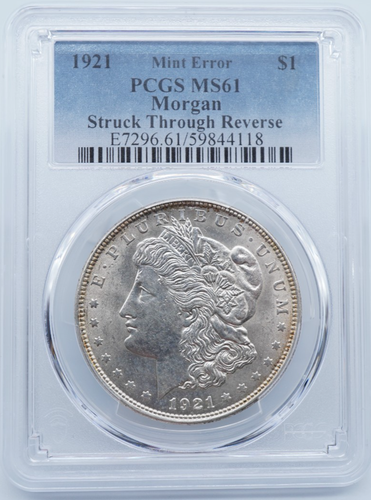 Error 1921-P Morgan Silver $1 Dollar PCGS Error Struck Through Reverse ...