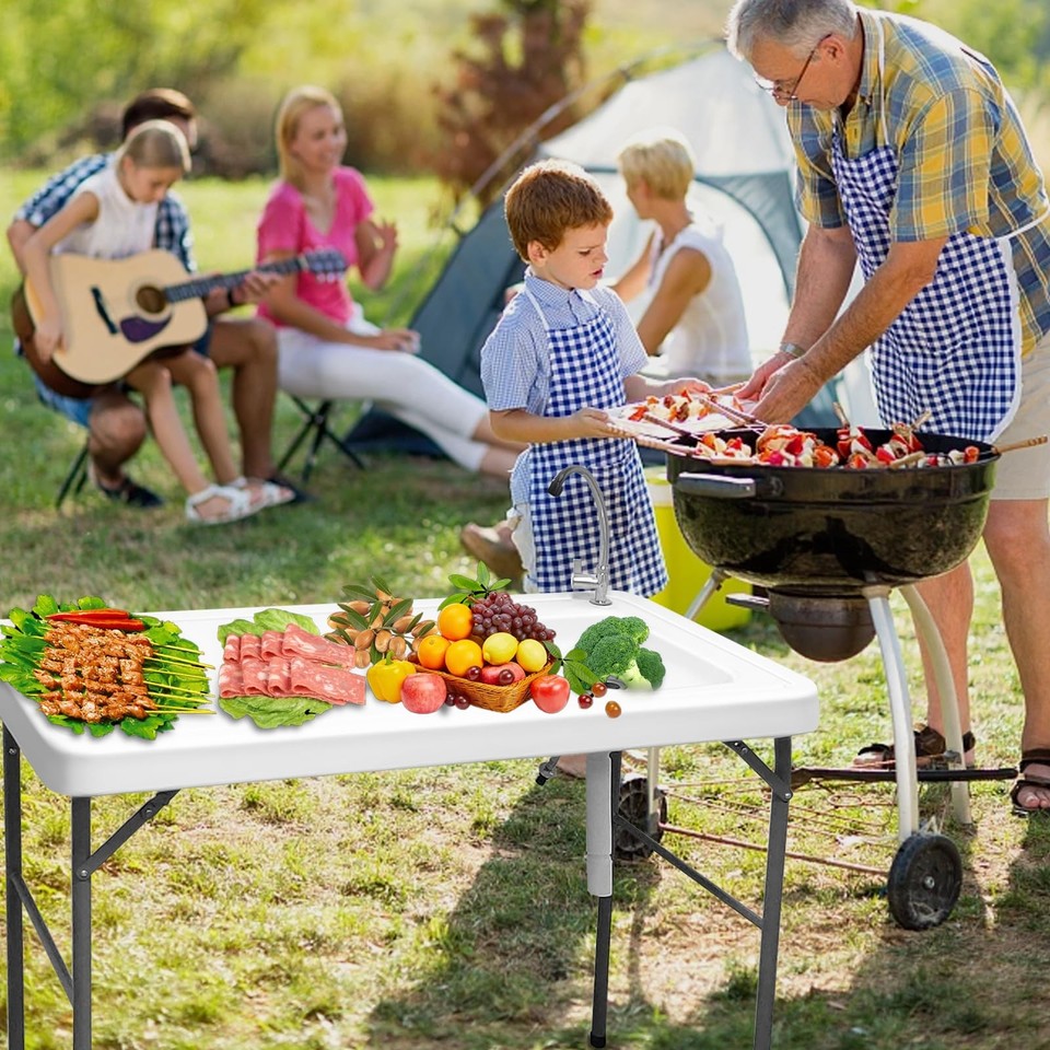 Folding Outdoor Camping Sink Station with Hose Hook Up, Heavy Duty ...