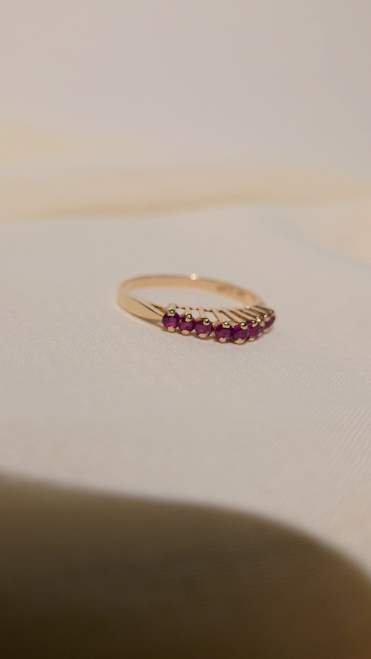 Nine Stone Ruby Stack Ring 14K Yellow Gold | eBay