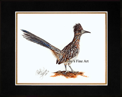 Matted "Roadrunner" Bird Art Print 8"x10" Mat Giclee by Realism Artist ...