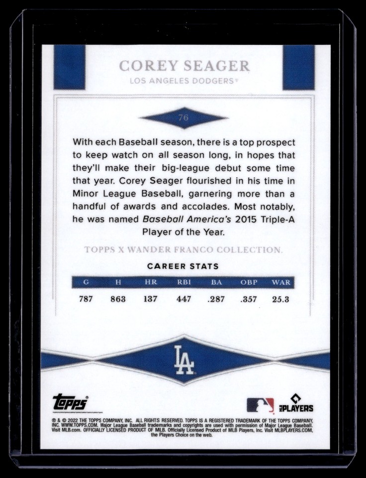 2022 Topps X Wander Franco Corey Seager #76 Los Angeles Dodgers | eBay