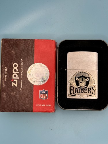 Vintage 2003 Oakland Raiders Emblem Chrome Zippo Lighter NEW With NFL ...