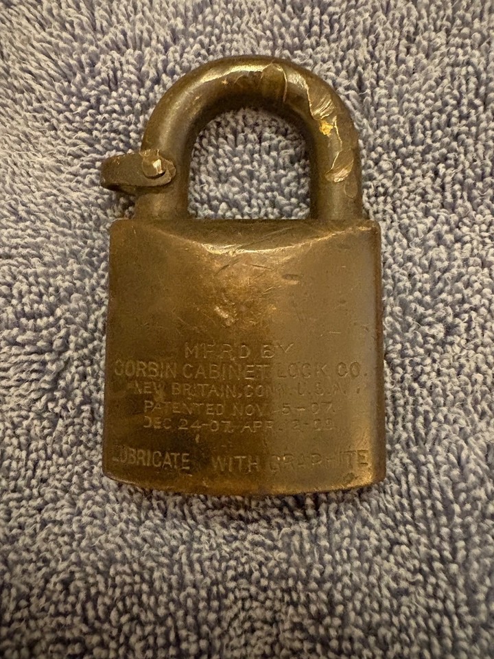 Antique Vintage Padlock with Chain Corbin Cabinet Lock Co. | eBay