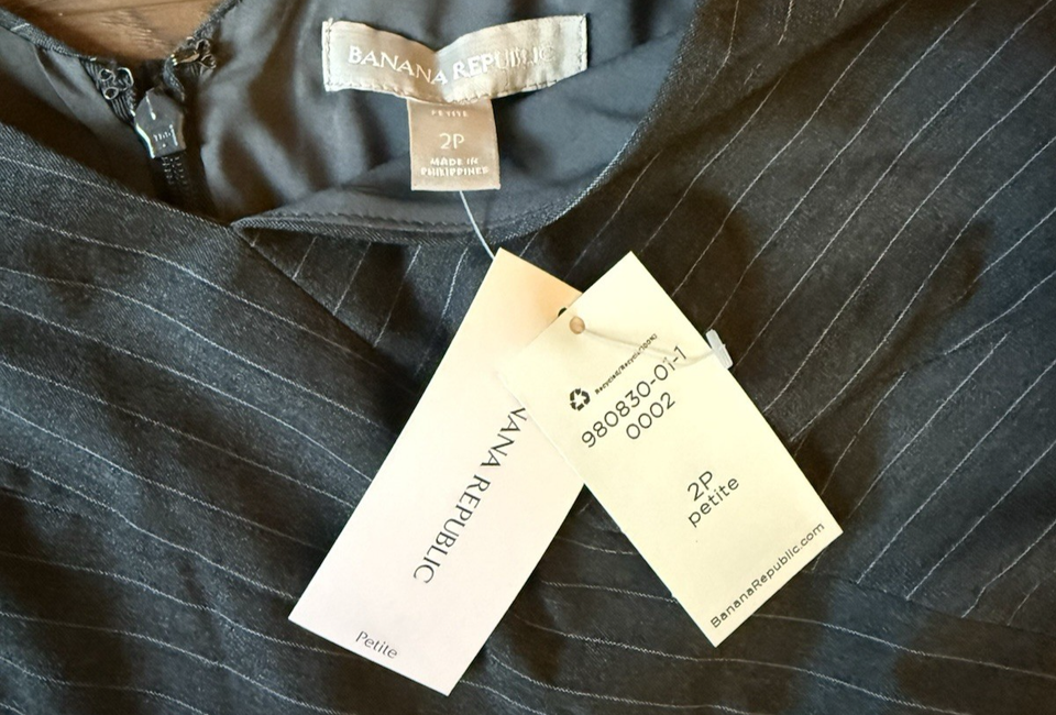 New with Tags Banana Republic Womens Charcoal Gray Pin Stripe Dress ...